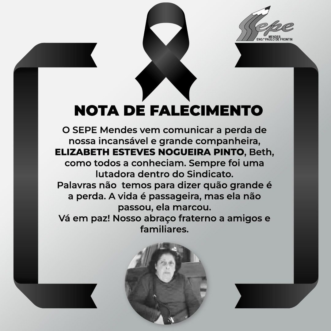 NOTA DE FALECIMENTO: ELIZABETH ESTEVES NOGUEIRA PINTO – Sepe